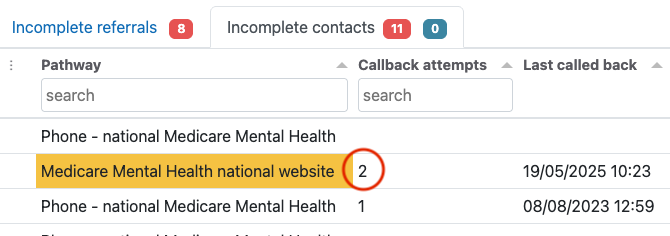 Callback requests - PMHCIS Intake Module Documentation