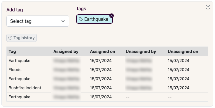Tags - PMHCIS Intake Module Documentation