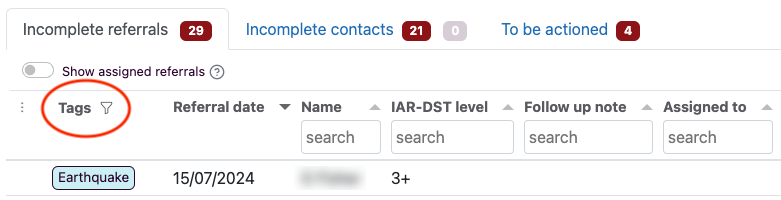 Tags - PMHCIS Intake Module Documentation